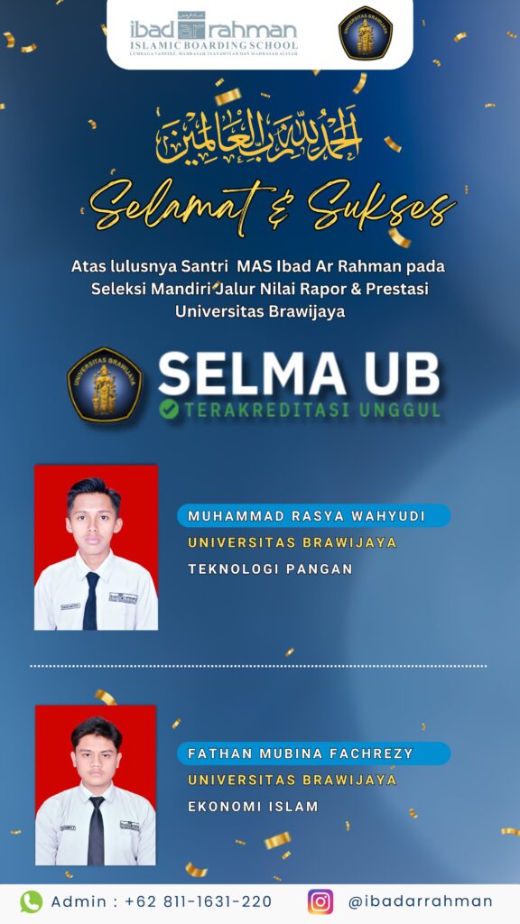 Santri MAS ibad ar rahman Lulus Seleksi Mandiri Jalur Nilai dan ...